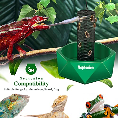 NEPTONION Hookable Chameleon Feeding Bowl, Professional Live Worm Organizer with Column for Prey to Climb and Move, Suitable for Lizard, Bearded Dragon, Iguana, Gecko, Toad, Frog