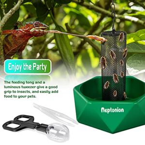 NEPTONION Hookable Chameleon Feeding Bowl, Professional Live Worm Organizer with Column for Prey to Climb and Move, Suitable for Lizard, Bearded Dragon, Iguana, Gecko, Toad, Frog