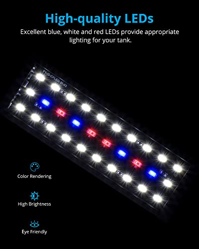 NICREW Clip on Aquarium Light, Fish Tank Light with White, Blue and Red LEDs, Planted Aquarium Light for Nano Tank, 2 Lighting Modes