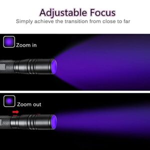 COSMOING UV Flashlight, LED 395nm Ultraviolet Flashlight, Zoomable Pen Blacklight Flashlight IP54 Waterproof Detector for Pet Urine, Cat Dog Stains, Bed Bug, Household Wardrobe Toilet