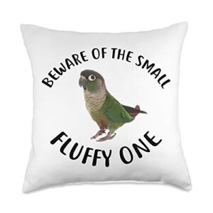 cute green cheek conure parrot design funny beware of my green cheek conure parrot lovers gift throw pillow, 18x18, multicolor