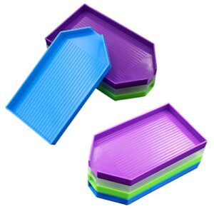 nuomi 10 pcs bead sorting trays plastic diamond/rhinestone plates triangle shaped tray organizer for diy, crafts, diamond painting, nail art, clear, green, blue, purple