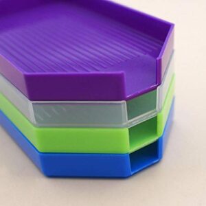 NUOMI 10 Pcs Bead Sorting Trays Plastic Diamond/Rhinestone Plates Triangle Shaped Tray Organizer for DIY, Crafts, Diamond Painting, Nail Art, Clear, Green, Blue, Purple