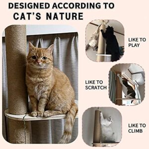 Catforest Floor-to-Ceiling Cat Tree Cat Climbing Tower with Natural Sisal Rope Scratching Post, Height:93.7-101.1Inch&101.2-108.6Inch&108.7-115.4Inch 3 Options (Celling Height:93.7Inch-101.1Inch)