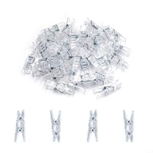 128 pieces mini transparent plastic clear clips, binder, photo clips, clothespins clip