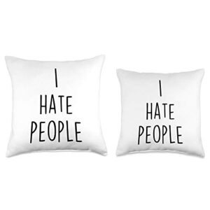 I Hate People Throw Pillow, 16x16, Multicolor