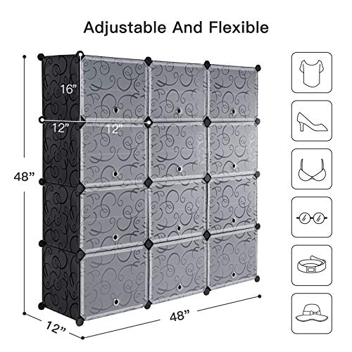 YOUDENOVA Portable Shoe Rack Organizer, 48-Pair Tower Shelf Storage Cabinets, Plastic Shoe Organizer for Entryway, Expandable for Heels,Boots,Slippers