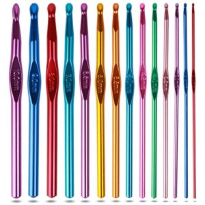 crochet hooks set, aluminum handle knitting needles for arthritic hands, crochet needles for yarn craft, nice gift for women