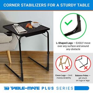 Table-Mate II Plus TV Tray Table - Folding TV Dinner Table, Couch Table Trays for Eating, Portable Bed Dinner Tray - Adjustable TV Table with 3 Angles, Cup Holder, Black