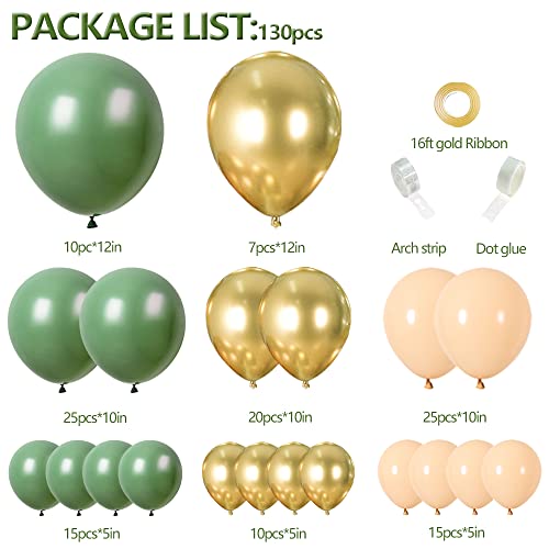 Sage Balloons Garland Kit Arch Olive Green Gold Baby Shower Birthday Bridal Party Decorations