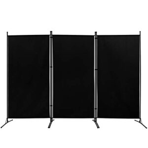 actrey outdoor/indoor room divider (3-panel), folding partition privacy screen for office, school,studio, conference,classroom, dorm room, kids room-102 w x 16" d x 72" h (black)