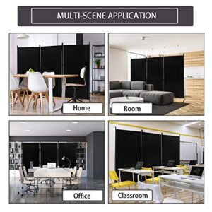 ACTREY Outdoor/Indoor Room Divider (3-Panel), Folding Partition Privacy Screen for Office, School,Studio, Conference,Classroom, Dorm Room, Kids Room-102 W X 16" D x 72" H (Black)