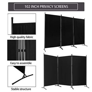 ACTREY Outdoor/Indoor Room Divider (3-Panel), Folding Partition Privacy Screen for Office, School,Studio, Conference,Classroom, Dorm Room, Kids Room-102 W X 16" D x 72" H (Black)