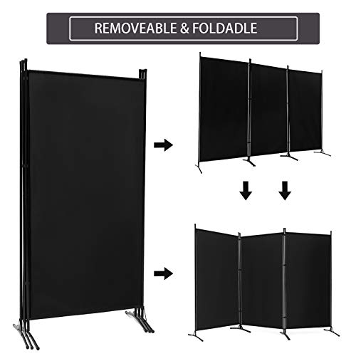 ACTREY Outdoor/Indoor Room Divider (3-Panel), Folding Partition Privacy Screen for Office, School,Studio, Conference,Classroom, Dorm Room, Kids Room-102 W X 16" D x 72" H (Black)