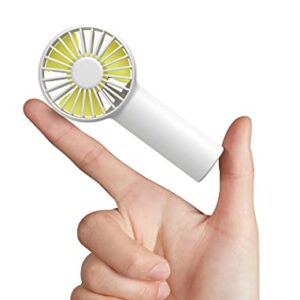 JISULIFE Mini Fan Battery Operated Handheld Fan with 2000 mAh Battery or USB Powered Personal Mini Fan,3 Speeds,Enhanced Airflow, Rechargeable Quiet Pocket Fan for Home,Outdoor-White