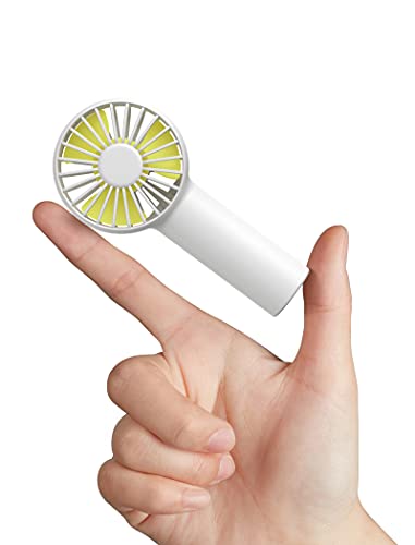 JISULIFE Mini Fan Battery Operated Handheld Fan with 2000 mAh Battery or USB Powered Personal Mini Fan,3 Speeds,Enhanced Airflow, Rechargeable Quiet Pocket Fan for Home,Outdoor-White