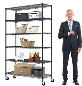 zzd 6 tier storage shelves for storage rack, 82" heavy duty wire shelving unit metal storage shelf 2100lbs capacity adjustable layer metal rack strong for restaurant garage kitchen