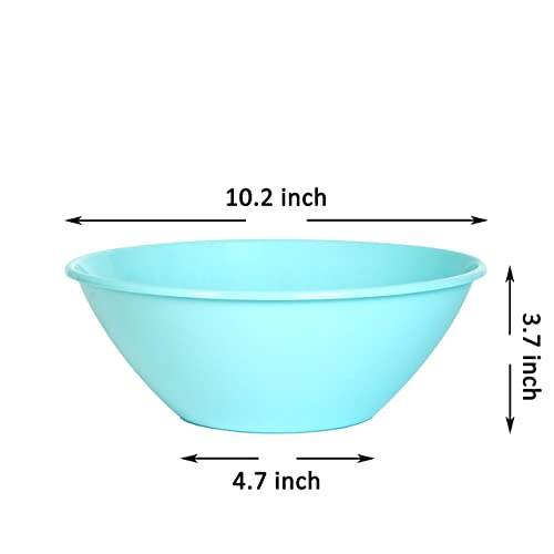 Youngever 10 inch 100 Ounce Plastic Mixing and Serving Bowls, Popcorn Bowls, Salad Bowls, Chip and Dip Serving Bowls, Set of 9 (Coastal)