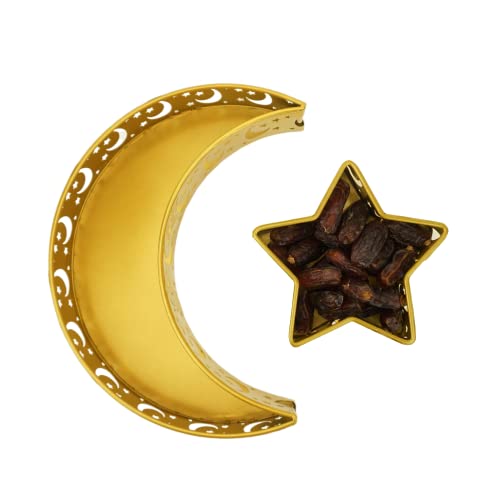 Moon Star Dinner Plate Tray Fruit Plate Ramadan Decoration,Eid Mubarak Moon Star Serving Tray Tableware Dessert Food Storage Container Ramadan Muslim Islamic Party Supply