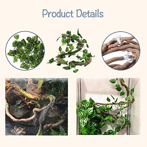 PINVNBY Resin Reptile Tree Stump Decorations,Reptiles Hollow Tree Root Decor Bearded Dragon Terrarium Habitat Hideouts Cave Bendable Jungle Vines Ornament for Lizard Chameleon Snake Gecko Hermit Crabs