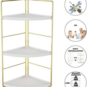 kaileyouxiangongsi Standing Shelf Units, 3-Tier Corner Storage Shelf, Bathroom Countertop Organizer, Vanity Tray Cosmetic Skincare Makeup Storage, Kitchen Spice Rack Standing Shelf, Golden