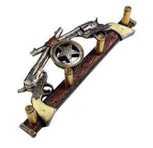 urbalabs six shooter western coat hanger towel hook country decor wall coat rack hanging hooks key holder mounted decorative cowboy hat rack rustic home gun decor (double pistol shotgun shell)