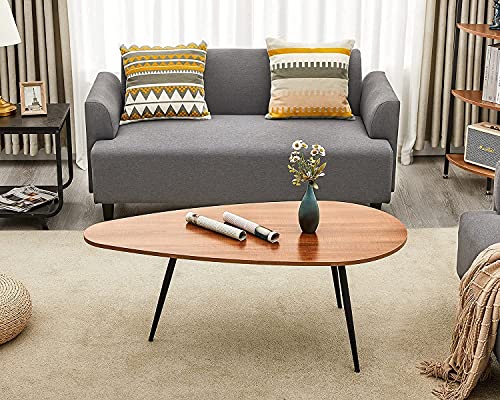 SAYGOER Small Coffee Table Modern Coffee Table Rustic Farmhouse Coffee Table Oval Mid Century Coffee Table Retro Accent Center Table for Living Room Easy Assembly, Walnut Oak