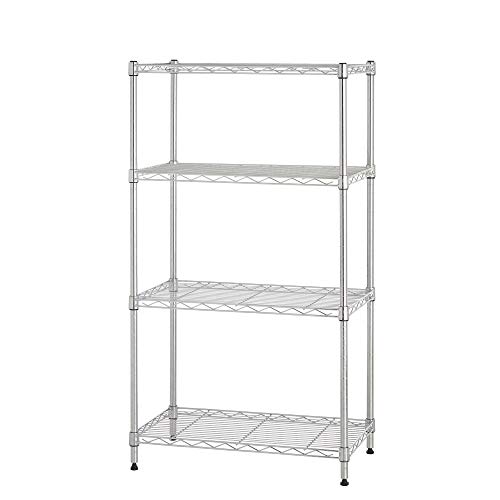 Home Storage Space HSS 4 Shelf Wire Shelving Rack, 13.4" Dx23.2 Wx42 H, Chrome Color