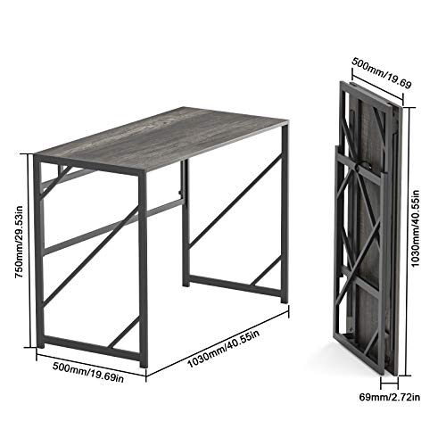 Elephance 40" Folding Computer Desk No Assembly Needed Foldable Small Home Office Desk Study Writing Desk Gaming Table for Small Space