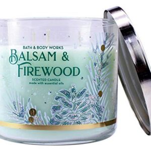 White Barn Bath and Body Works Balsam and Firewood 3 Wick Scented Candle 14.5 Ounce