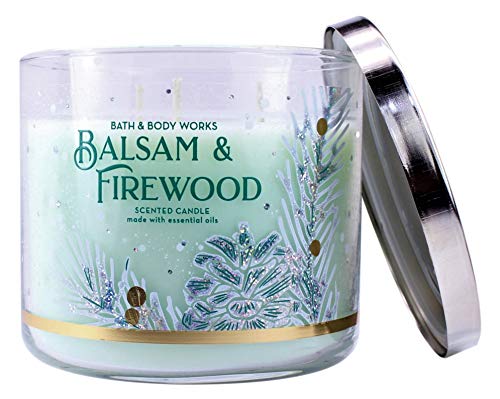 White Barn Bath and Body Works Balsam and Firewood 3 Wick Scented Candle 14.5 Ounce