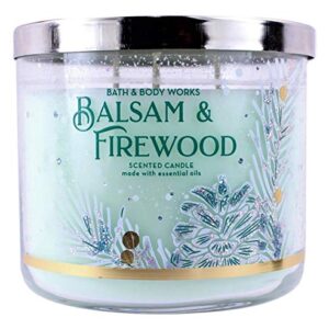 White Barn Bath and Body Works Balsam and Firewood 3 Wick Scented Candle 14.5 Ounce