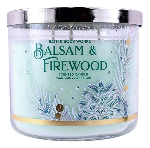 White Barn Bath and Body Works Balsam and Firewood 3 Wick Scented Candle 14.5 Ounce