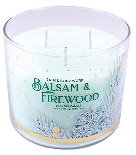 White Barn Bath and Body Works Balsam and Firewood 3 Wick Scented Candle 14.5 Ounce