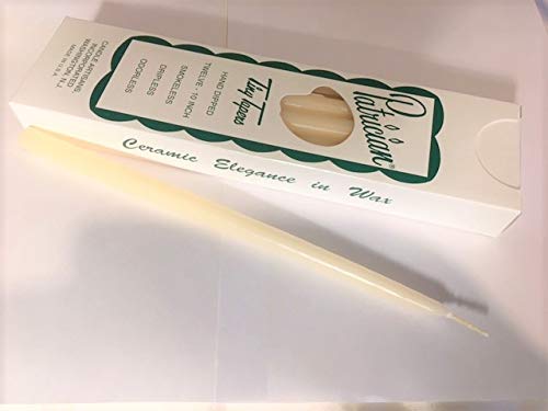 Patrician (10in Tall x 1/2'' Diameter) Ivory Hand Dipped Skinny Taper Candles, Set of 12