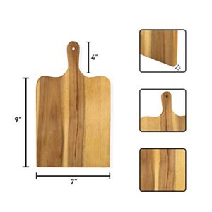 Small Wood Cutting Board with Handle - Wood Serving Board - Natural Wood Cheese Board - Rustic Design - Mini Charcuterie Board