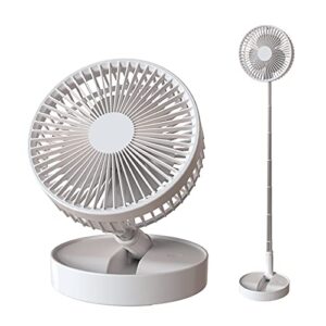 yivandi rechargeable foldable/foldaway fan with 7200mah battery operated, working time 6~24 hours stretchable quiet floor fan for bedroom and home w/o remote controller