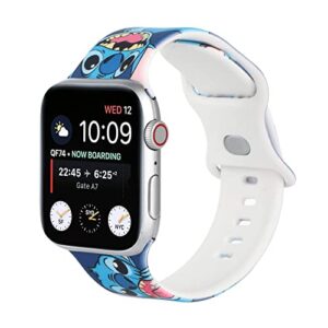 HYHMXB Cute Cartoon Monster Pattern Watch Bands Compatible with Apple Watch 38mm 40mm 41mm for Kids Girl Boy, Grade Soft Silicone Sports Wristband Strap for iWatch SE & Series 8/7/6/5/4/3/2/1