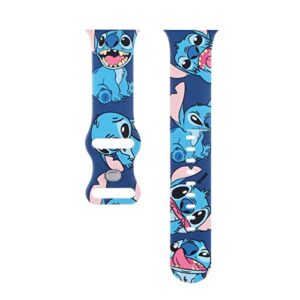 HYHMXB Cute Cartoon Monster Pattern Watch Bands Compatible with Apple Watch 38mm 40mm 41mm for Kids Girl Boy, Grade Soft Silicone Sports Wristband Strap for iWatch SE & Series 8/7/6/5/4/3/2/1