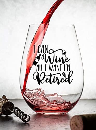 Funny Retirement Gift Wine Glass For Women - Humorous Gifts For Retired Coworkers - Unique Wine Glass With Funny Saying - Happy Retirement Gifts