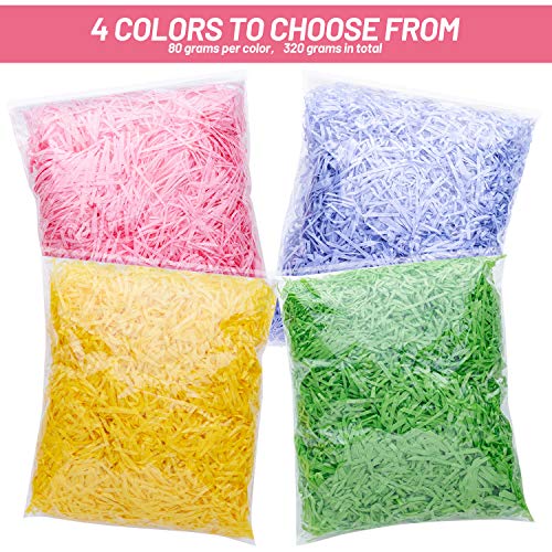 Easter Basket Grass, 320 g 11.3 oz Multicolor Easter Grass Recyclable Paper Shred for Easter Basket Grass Filler/Stuffers, 4 Colors