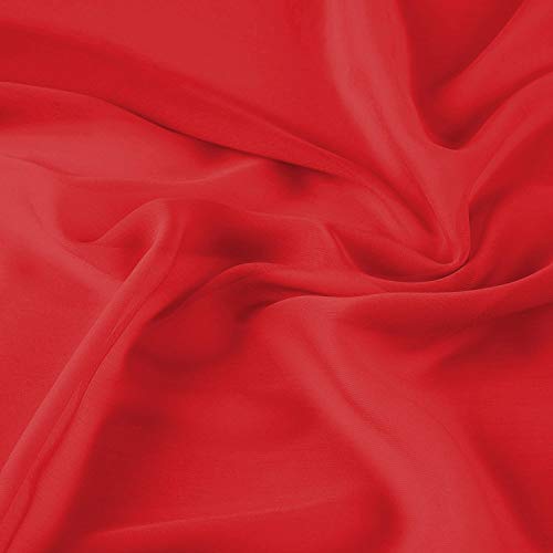 Cationic Chiffon, Shock RED - 58/60" - Fabric by The Yard - Solid, Printed, and Novelty Fabrics Ideal for Sewing Garments, Wedding Dresses, Costumes, Special Occasions, Tablecloths, Crafts, and DIY