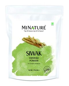 miswak (siwak) powder by mi nature | salvarado persica| 227g(8 oz) (0.5 lb) | 100% only miswak (siwak) powder | dental care | natural toothpaste | whitening teeth | oral care