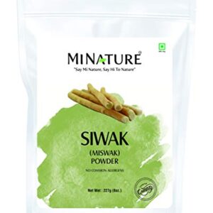 Miswak (Siwak) Powder by mi Nature | salvarado persica| 227g(8 oz) (0.5 lb) | 100% Only Miswak (siwak) Powder | Dental Care | Natural Toothpaste | Whitening Teeth | Oral Care