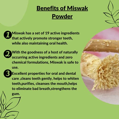 Miswak (Siwak) Powder by mi Nature | salvarado persica| 227g(8 oz) (0.5 lb) | 100% Only Miswak (siwak) Powder | Dental Care | Natural Toothpaste | Whitening Teeth | Oral Care