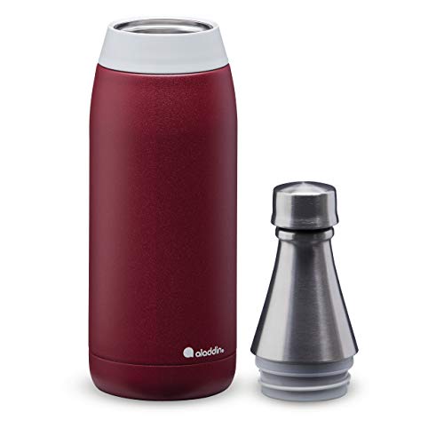 Aladdin Fresco Thermavac Stainless Steel Water Bottle, 0.6L, Burgundy Red