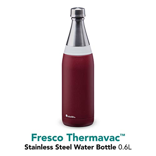 Aladdin Fresco Thermavac Stainless Steel Water Bottle, 0.6L, Burgundy Red