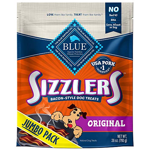 Blue Buffalo Sizzlers Natural Bacon-Style Soft-Moist Dog Treats, Original Pork 28-oz Bag