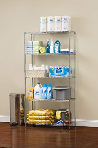 Home Storage Space HSS 5 Tier Wire Shelving Rack, Zinc, 16" Dx36 Wx72 H