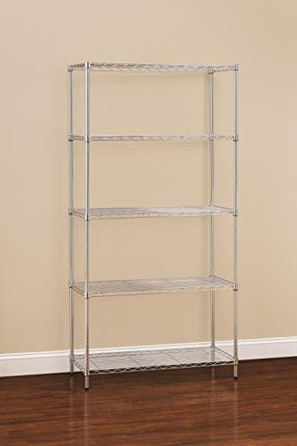 Home Storage Space HSS 5 Tier Wire Shelving Rack, Zinc, 16" Dx36 Wx72 H